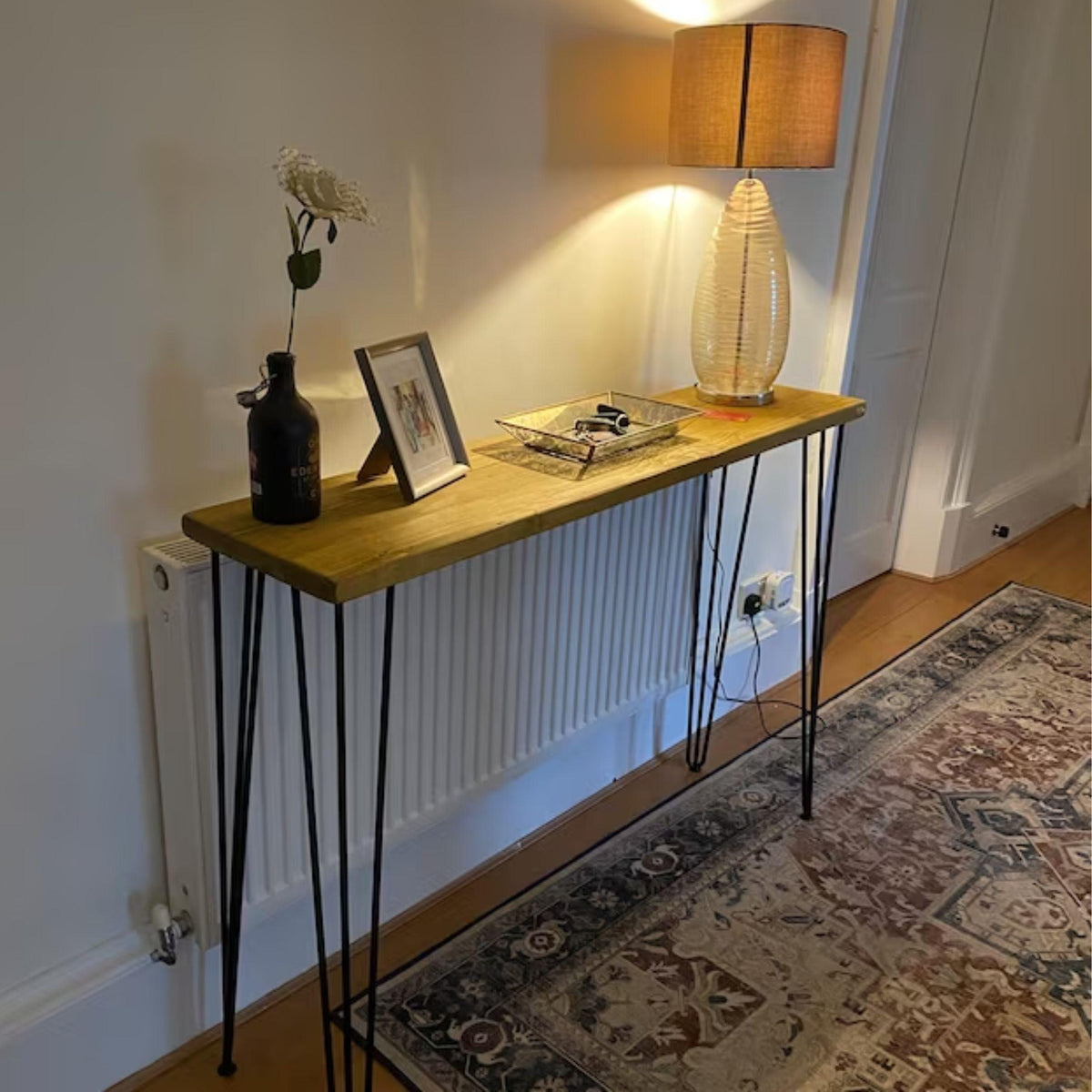 Reclaimed Console Table | Solid Wood Boards | Solid Steel Hairpin Legs ...