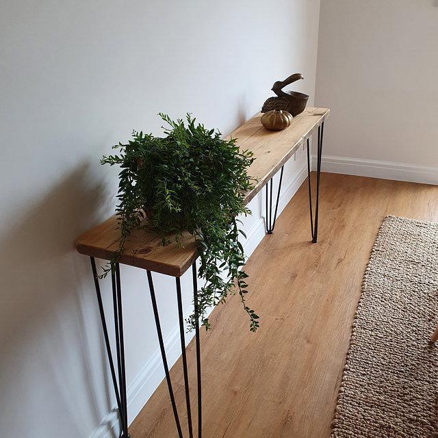 Reclaimed Console Table | Solid Wood Boards | Solid Steel Hairpin Legs ...