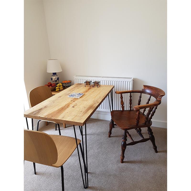 Hairpin Dining Tables with Hairpin Legs | Reclaimed Dining Room Table - RizAndMicaMake