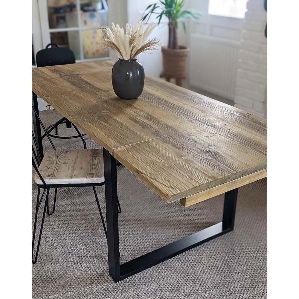 Wood table with stainless steel legs store